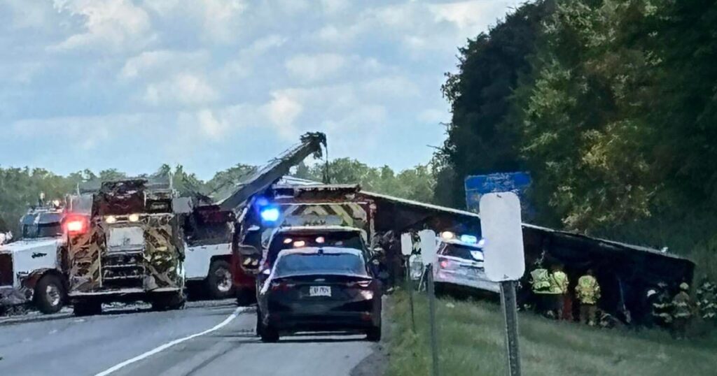 Tour bus rolls over after crash on upstate New York highway in ...